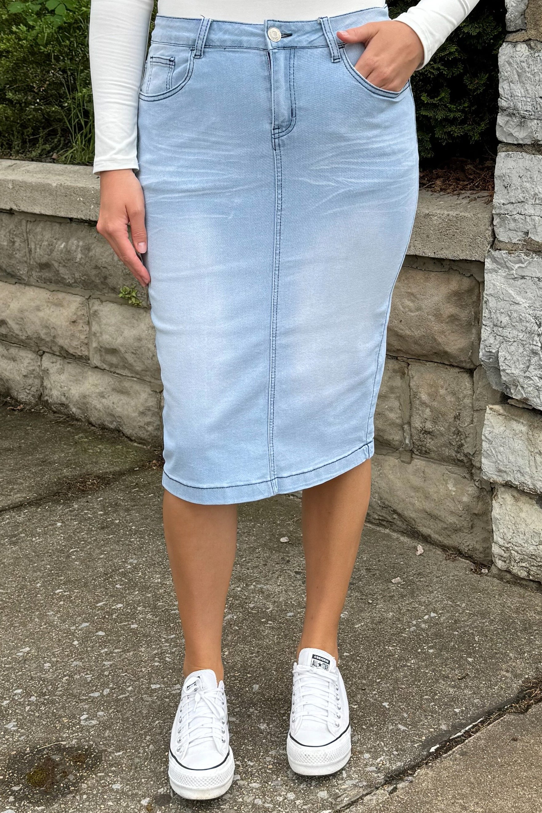 Denim & Jean Midi Skirts – Stretch Jean Skirt for Women | Be-Girl – The ...